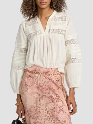 Ba&sh Nami Lace Insert Cotton Blouse