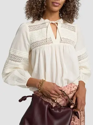 Ba&sh Nami Lace Insert Cotton Blouse
