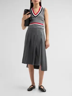 Thom Browne Cricket Rwb Stripe Cable Shrunken Vest