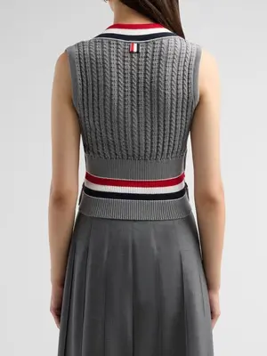 Thom Browne Cricket Rwb Stripe Cable Shrunken Vest