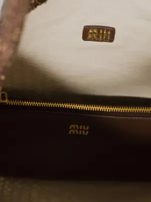 Miu Miu Ivy Sequin Mesh Shoulder Bag - Brown