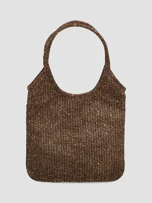 Miu Miu Ivy Sequin Mesh Shoulder Bag - Brown