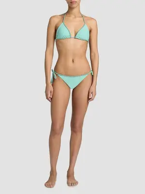 Ramy Brook Benni Braided Side-tie Bikini Bottom - Seaglass