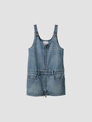 Miu Miu Denim And Poplin Zipper Dress