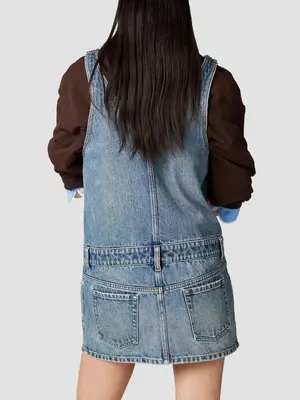 Miu Miu Denim And Poplin Zipper Dress