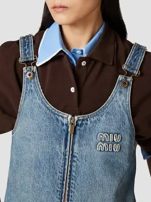 Miu Miu Denim And Poplin Zipper Dress