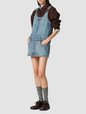 Miu Miu Denim And Poplin Zipper Dress