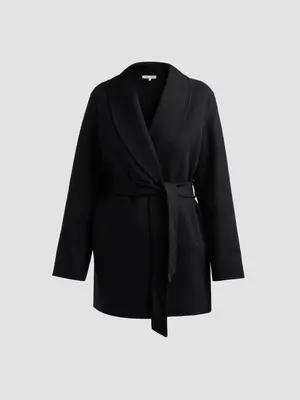 Sofia Cashmere Double Face Wool-cashmere-blend Belted Wrap Coat - Black
