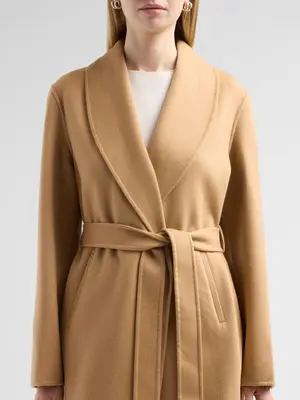 Sofia Cashmere Double Face Wool-cashmere-blend Belted Wrap Coat - Camel