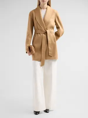 Sofia Cashmere Double Face Wool-cashmere-blend Belted Wrap Coat - Camel