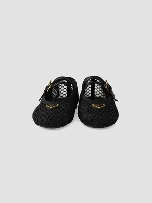 Prada Mesh Fabric Ballerinas - Black