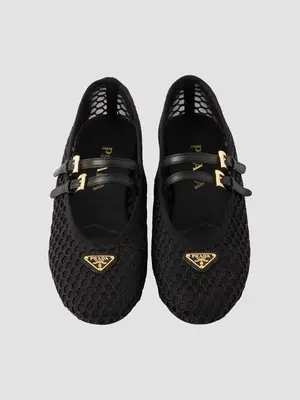 Prada Mesh Fabric Ballerinas - Black