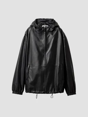 Miu Miu Nappa Leather Hoodie Jacket