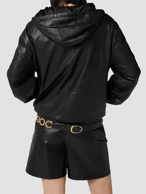 Miu Miu Nappa Leather Hoodie Jacket