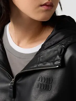 Miu Miu Nappa Leather Hoodie Jacket