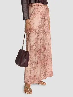 Ba&sh Ciria Snakeskin-print Maxi Skirt
