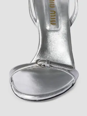 Miu Miu Metallic Leather Sandals - Silver