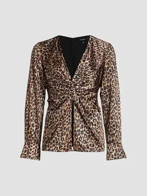 TOCCIN Lauren -print Satin Twist-front Blouse