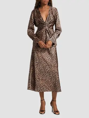 TOCCIN Lauren -print Satin Twist-front Blouse