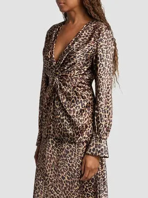 TOCCIN Lauren -print Satin Twist-front Blouse