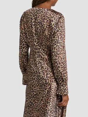 TOCCIN Lauren -print Satin Twist-front Blouse