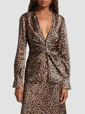 TOCCIN Lauren -print Satin Twist-front Blouse
