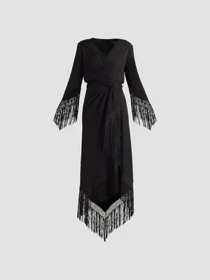 Tadashi Shoji Fringe-hem Cocktail Dress