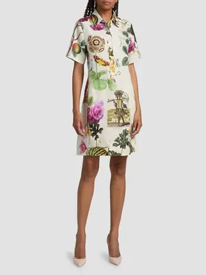 Libertine Hollyhock Floral Linen Preppy Minidress
