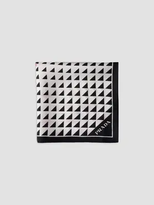 Prada Printed Silk Twill 55cm Square Scarf Black