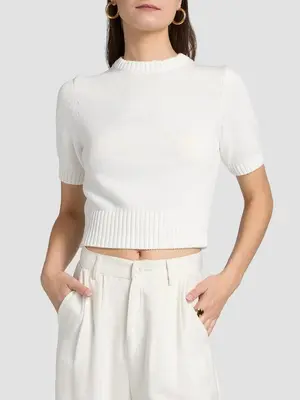 TOCCIN Elsie Short-sleeve Cotton Sweater