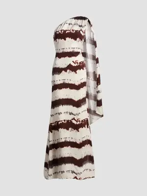TOCCIN Somara One-shoulder Cascade Gown - Deep Spice Multi