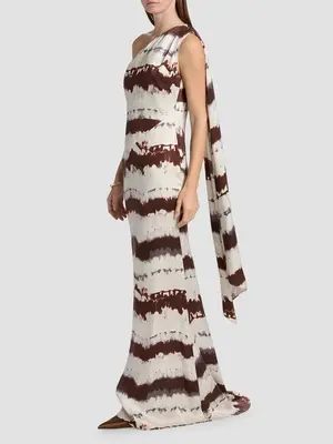 TOCCIN Somara One-shoulder Cascade Gown