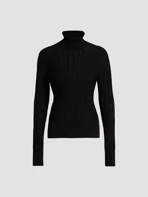 TOCCIN Nancy Pointelle Turtleneck Sweater