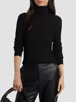 TOCCIN Nancy Pointelle Turtleneck Sweater