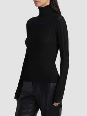 TOCCIN Nancy Pointelle Turtleneck Sweater