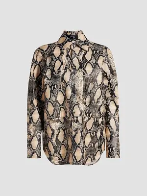 TOCCIN Kali Snakeskin Faux Leather Boyfriend Shirt - Python
