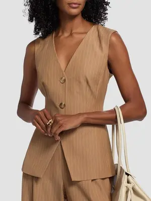 TOCCIN Tibbie Pinstriped Cutaway Vest