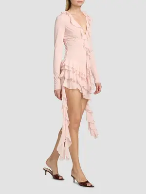 Ronny Kobo Lyla Ruffled Jersey Minidress