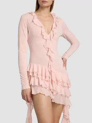 Ronny Kobo Lyla Ruffled Jersey Minidress