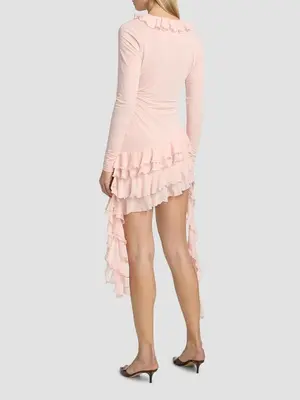 Ronny Kobo Lyla Ruffled Jersey Minidress