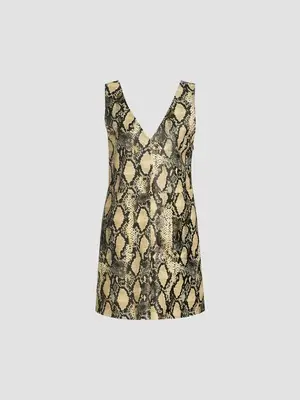 TOCCIN Malia Snakeskin Faux Leather Shift Dress