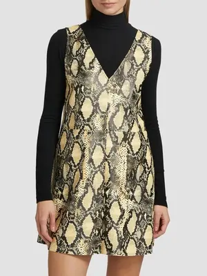 TOCCIN Malia Snakeskin Faux Leather Shift Dress