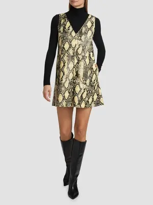 TOCCIN Malia Snakeskin Faux Leather Shift Dress