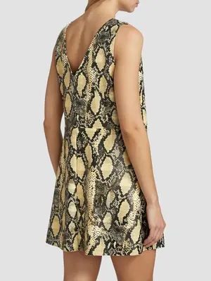 TOCCIN Malia Snakeskin Faux Leather Shift Dress