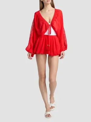 Ramy Brook Maddy Pleated Miniskirt - Flame