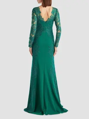 Tadashi Shoji Lace-embroidered Illusion Gown