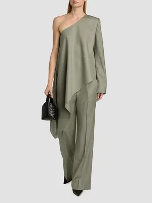 Ronny Kobo Cassidy Wool-blend Asymmetric One-shoulder Top
