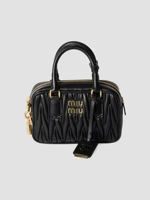 Miu Miu Arcadie Matelassé Nappa Leather Bag - Black