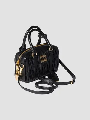 Miu Miu Arcadie Matelassé Nappa Leather Bag - Black