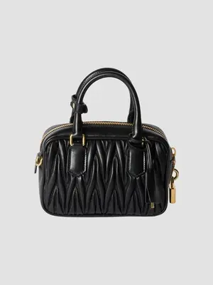 Miu Miu Arcadie Matelassé Nappa Leather Bag - Black